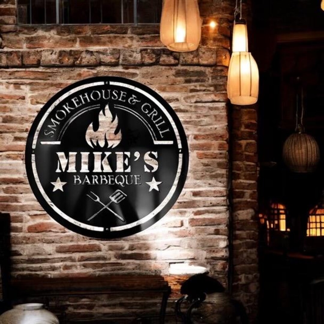 Custom BBQ Metal Wall Sign | Personalized BBQ Sign | Smokehouse Metal ...