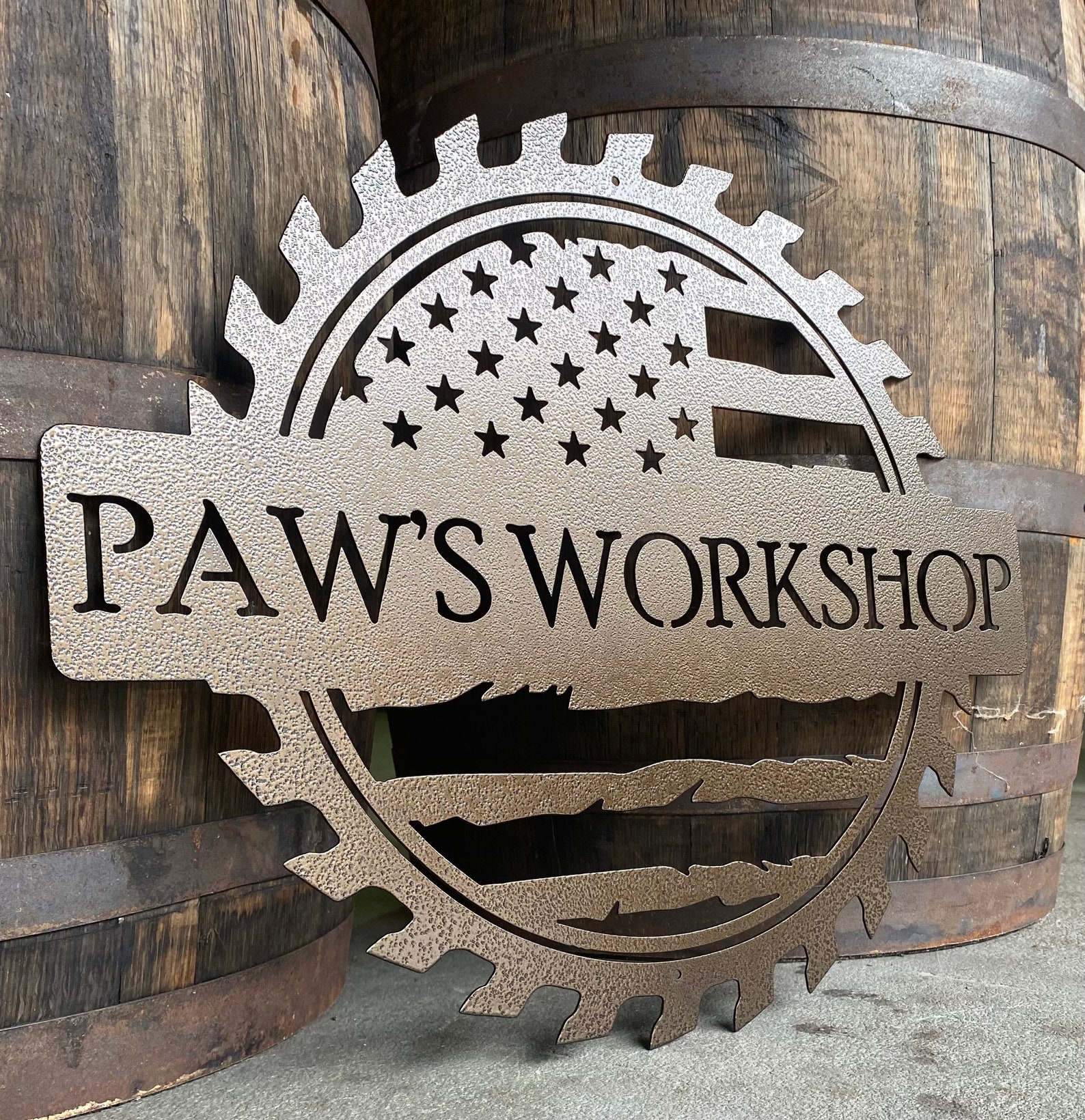 Custom American Flag Workshop Sign Metal Shop Sign Free - Etsy
