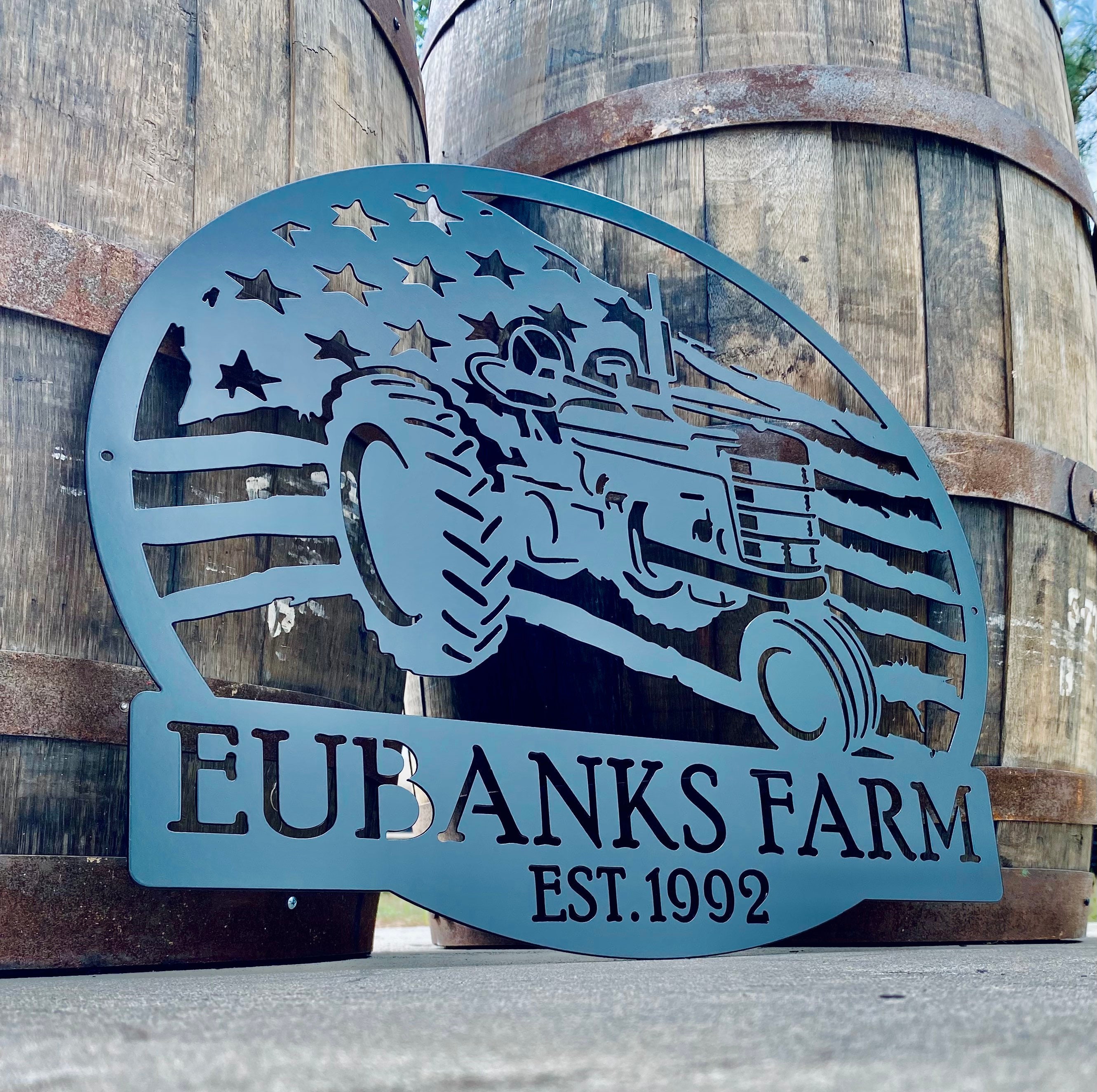 Personalized Tractor Sign With American Flag | American Family Farm ...