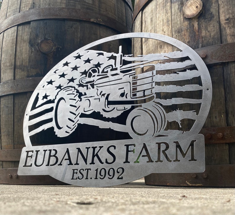 Personalized Tractor Sign With American Flag American Family - Etsy