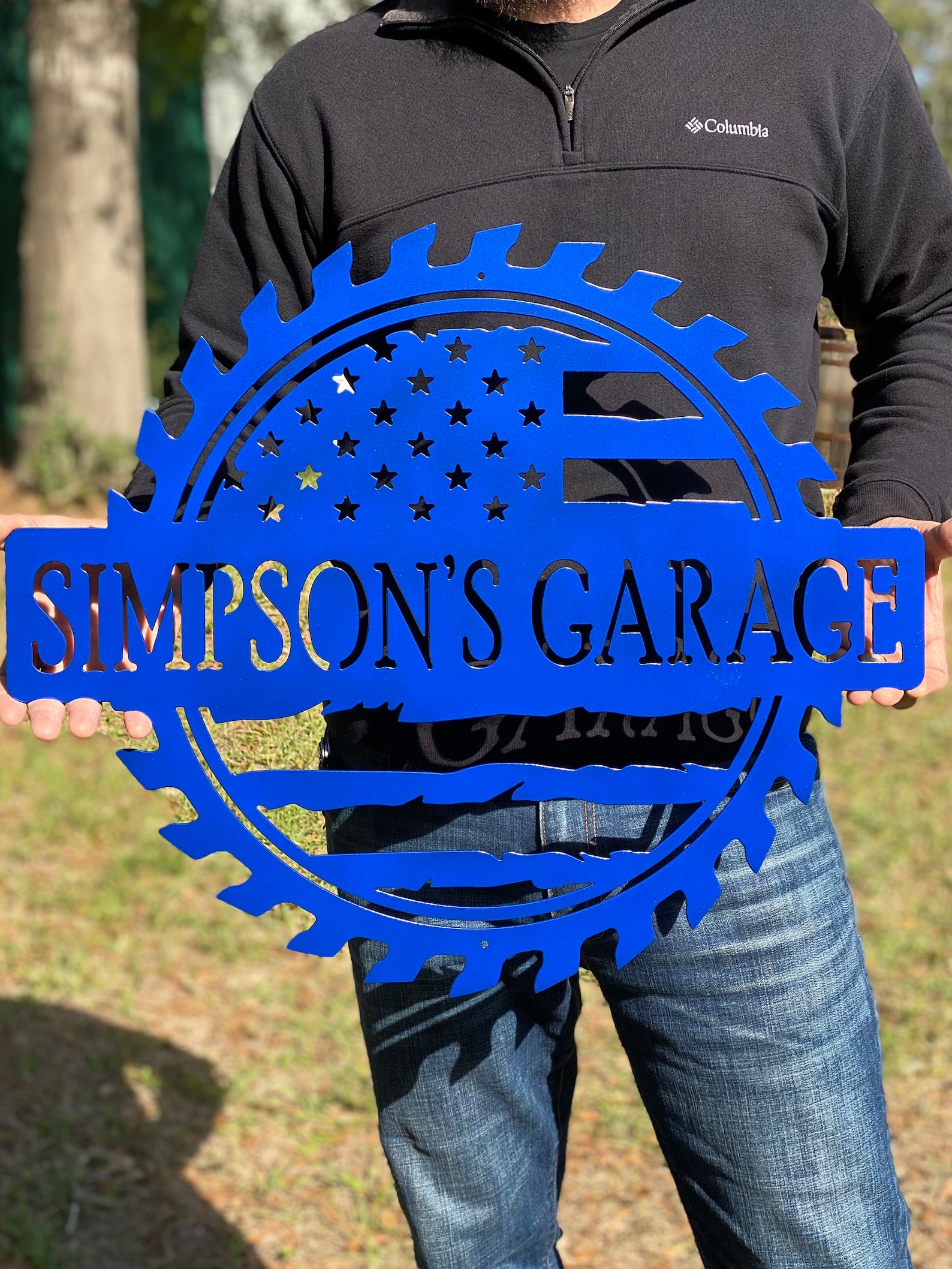 Custom American Flag Workshop Sign Metal Shop Sign Free - Etsy