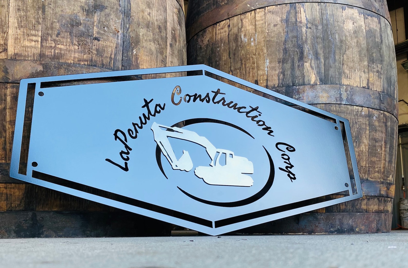 14x28 Custom Logo Cut-out Business Metal Sign Outdoor Logo Sign Front ...