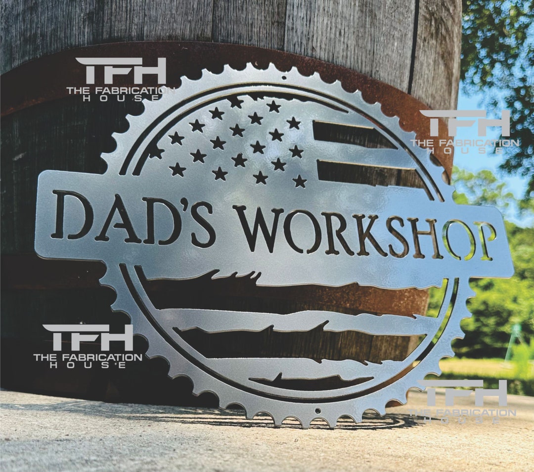 Custom American Flag Workshop Sign | Personalized Gear Sign | Garage ...