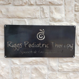 14”x28” Metal Business Sign With Your Logo | Outdoor Office Sign ...