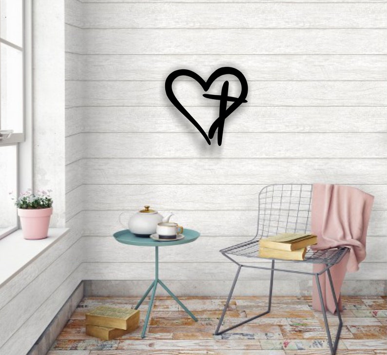 Faith Heart Metal Heart With Cross Sign Symbolizing Love and | Etsy