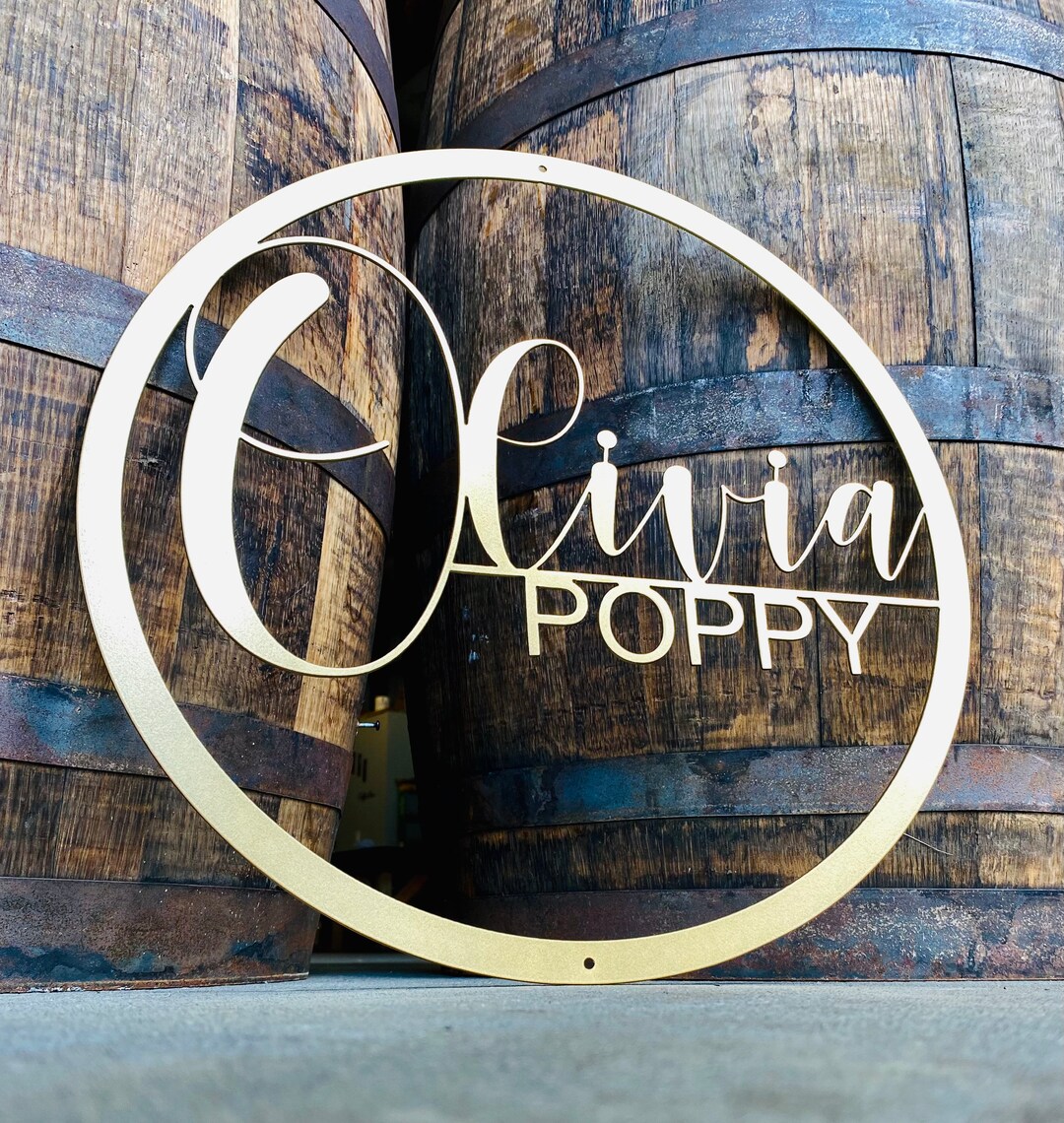 Custom Name Sign With Round Border Round Nursery Sign Bedroom Name Sign ...