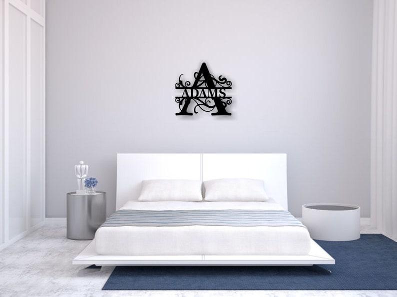 Monogram Split Letter Metal Wall Sign Bedroom Decor - Etsy