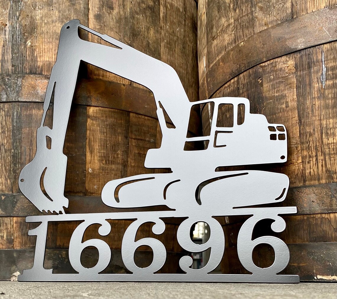 Excavator Address Sign Heavy Machinery Mailbox Sign | Etsy