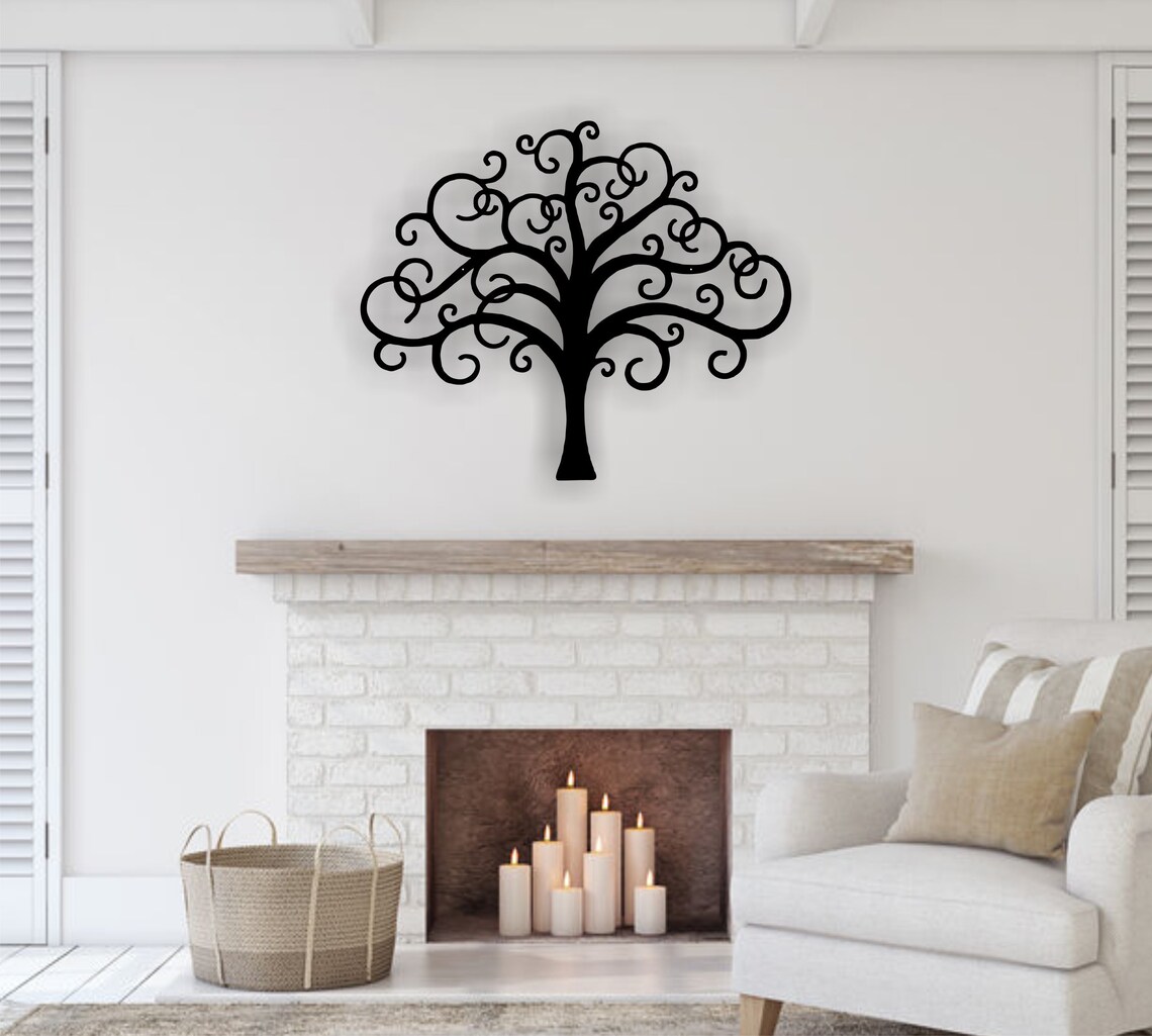 Curly Tree of Life Metal Wall Art Entryway Decor Living - Etsy