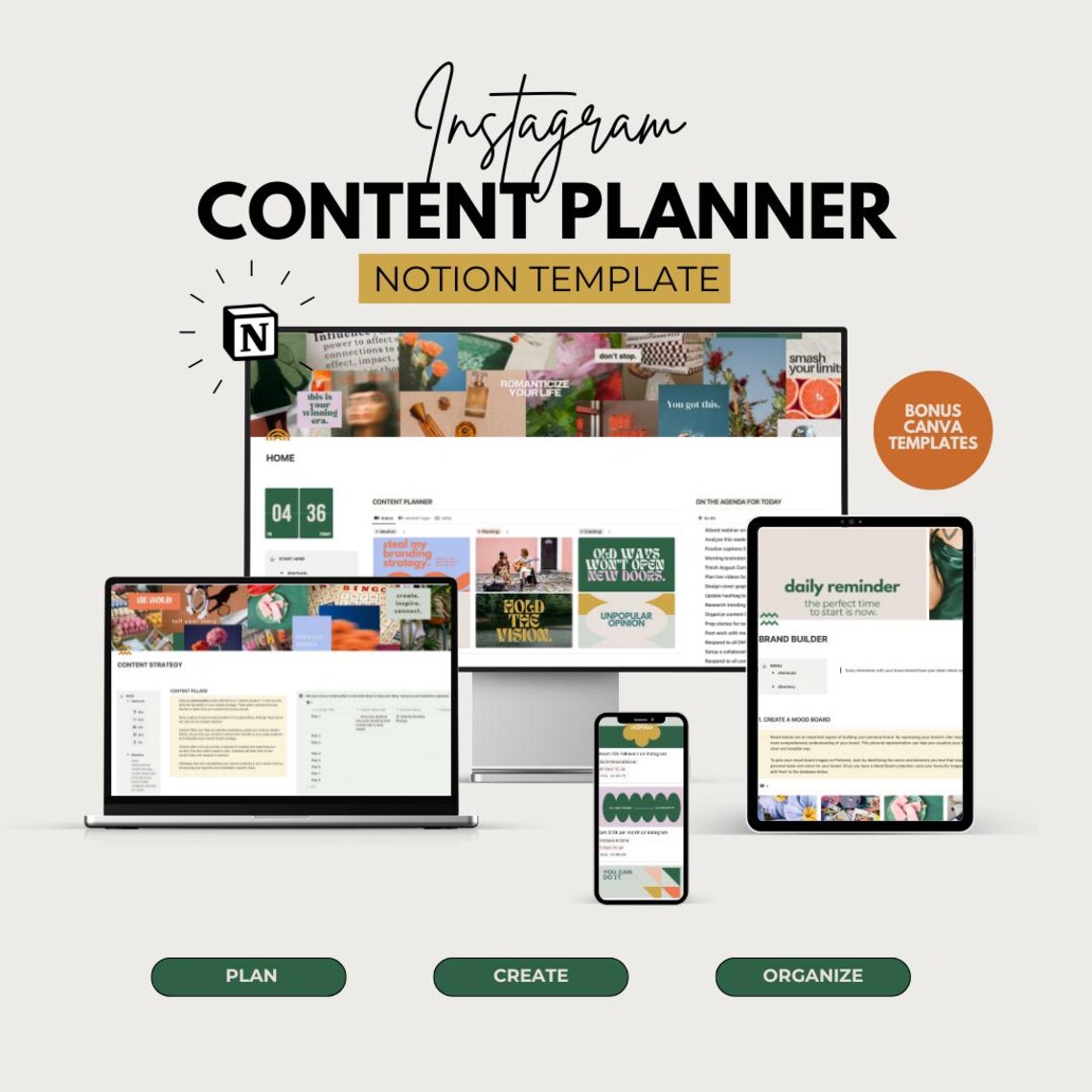 Notion Template Instagram Content Planner, Instagram Content Calendar ...