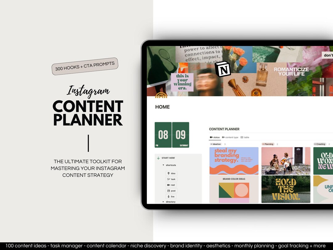 Notion Template Instagram Content Planner, Instagram Content Calendar ...
