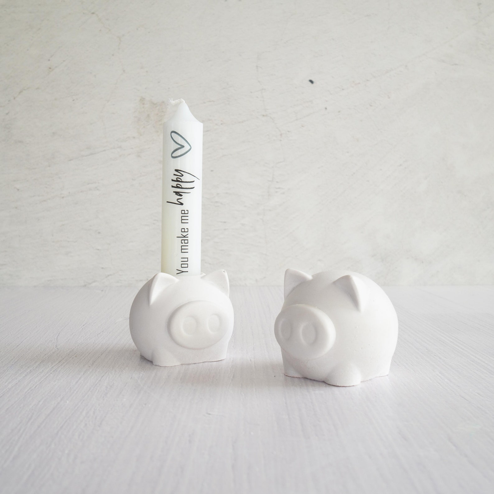 Glücksschwein aus Raysin Kerzenständer Schwein Glücksbringer Schweinchen Dekoschwein (keine ...