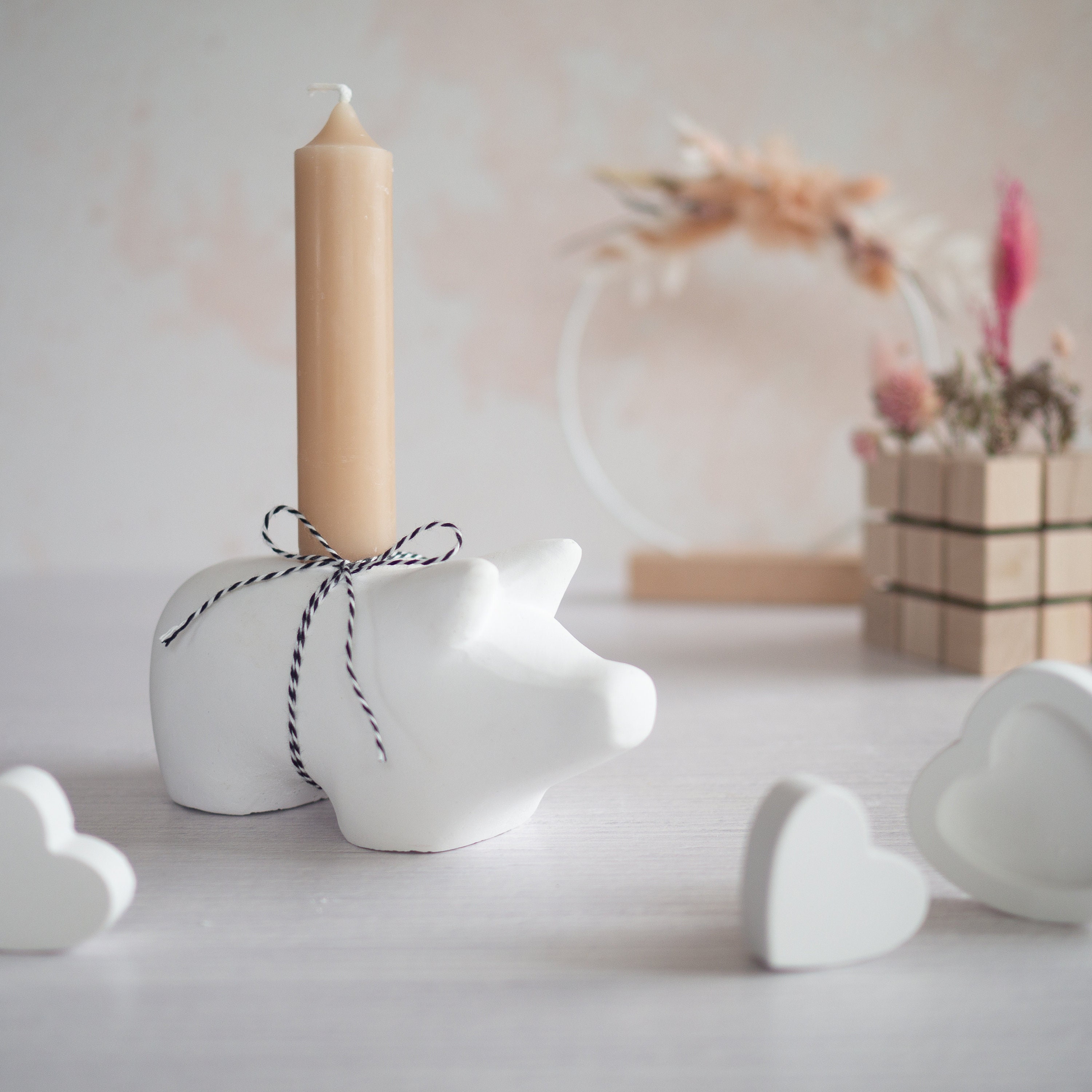 Glücksschwein aus Raysin Kerzenständer Schwein Glücksbringer ...