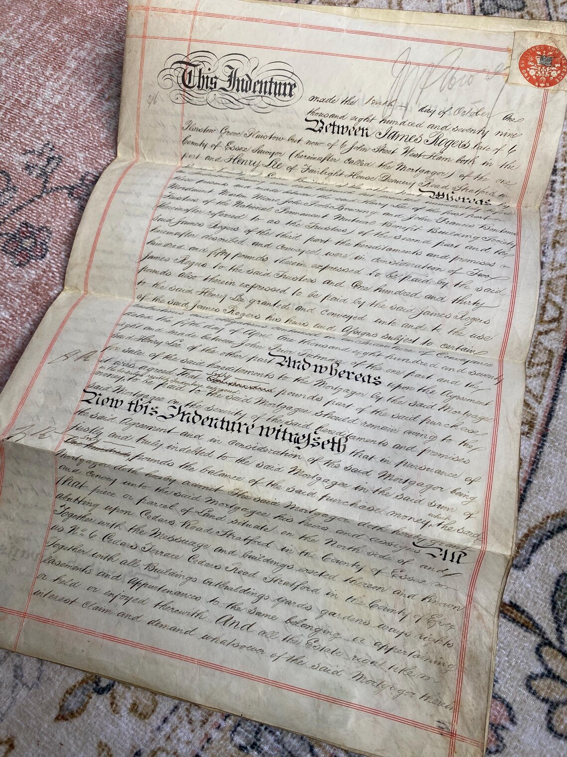 Rare Vellum Mortgage Indenture, 1879-1880, Handwritten Deed With Wax ...
