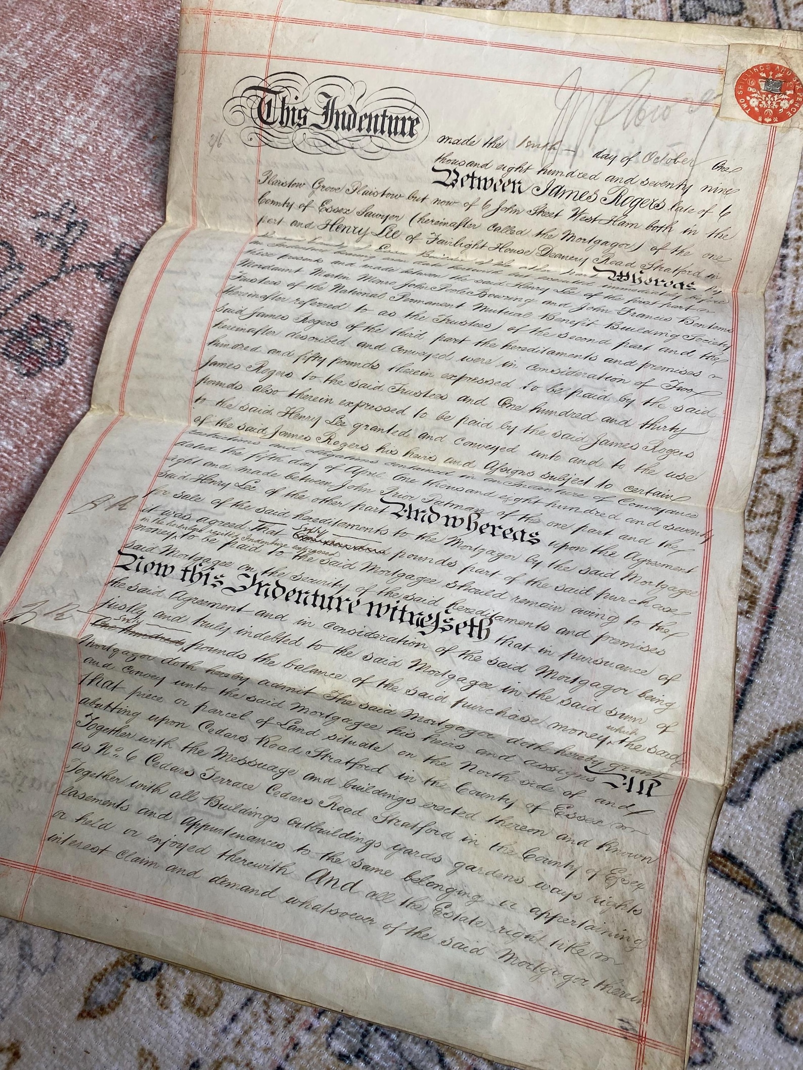 Rare Vellum Mortgage Indenture, 1879-1880, Handwritten Deed With Wax ...