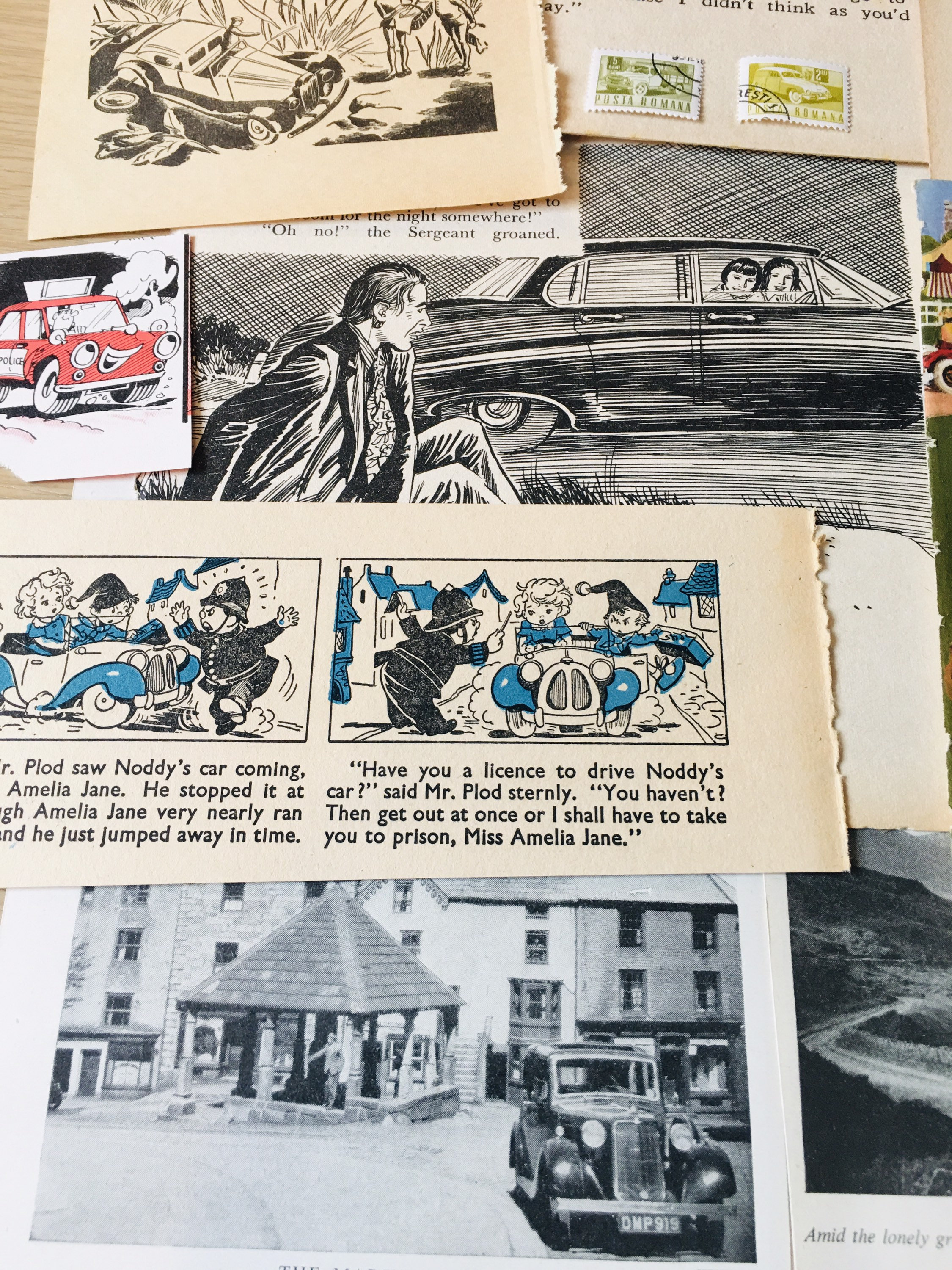 Cars Vintage Ephemera. Pack of Genuine Vintage Car Illustrations ...