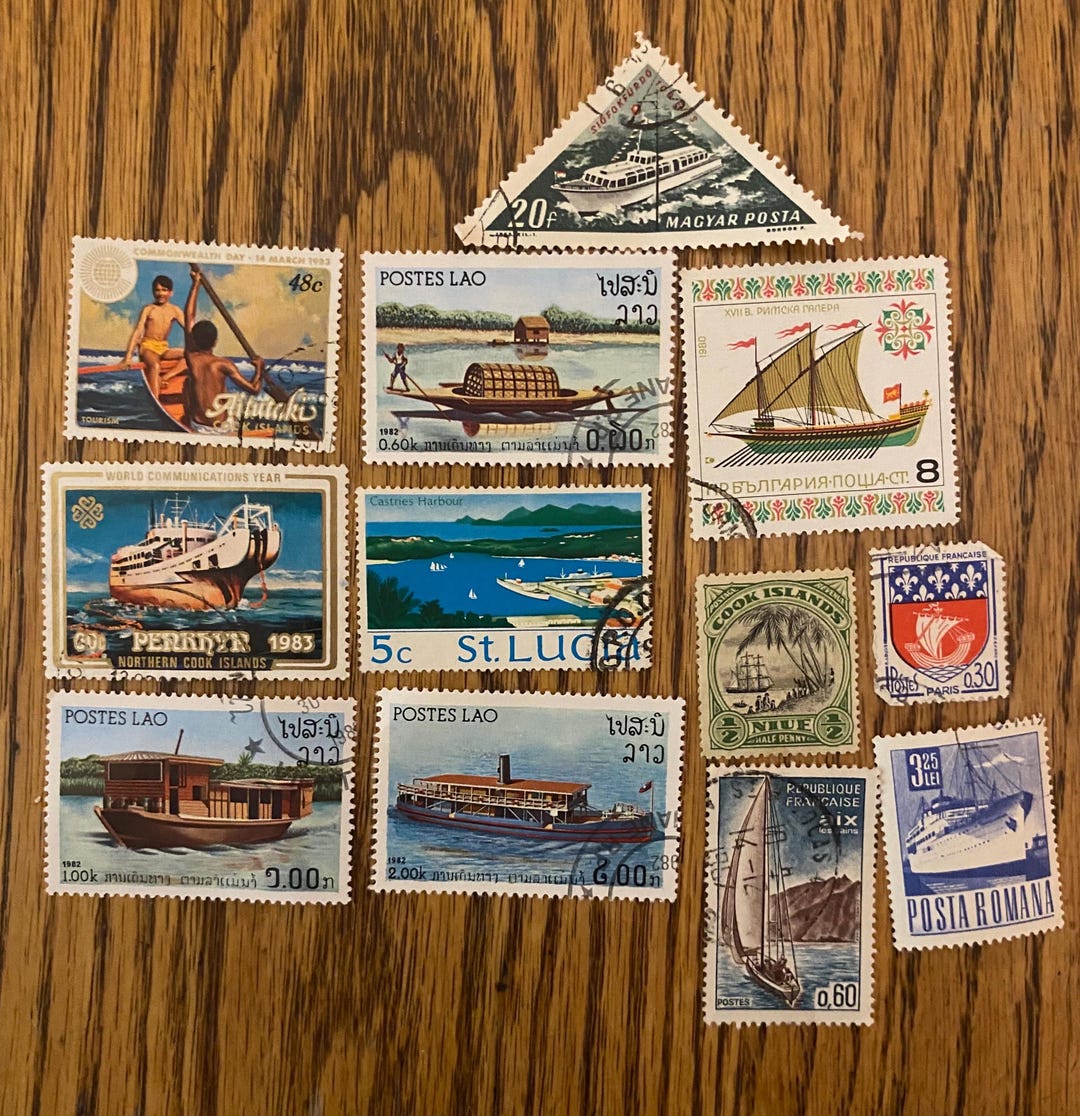 10 X Boats, Ships, Sea Vessels Vintage Postage Stamps. - Etsy