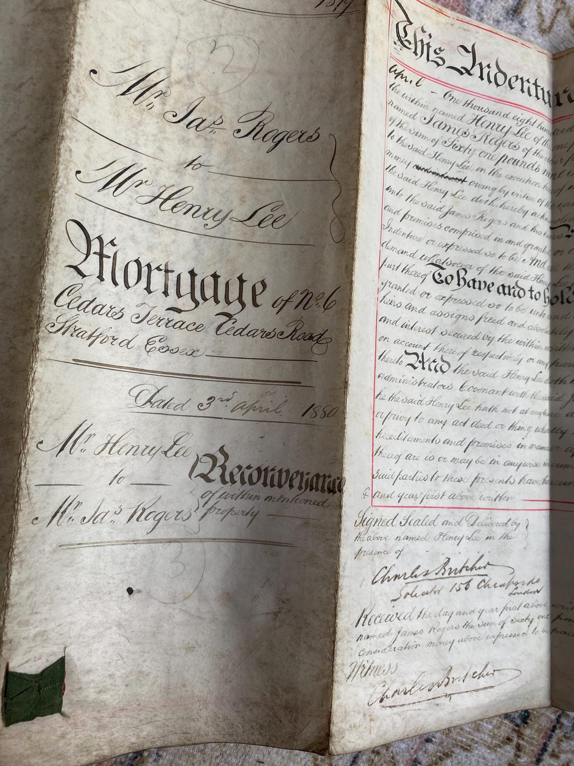 Rare Vellum Mortgage Indenture, 1879-1880, Handwritten Deed With Wax ...