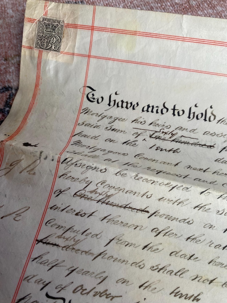 Rare Vellum Mortgage Indenture, 1879-1880, Handwritten Deed With Wax ...