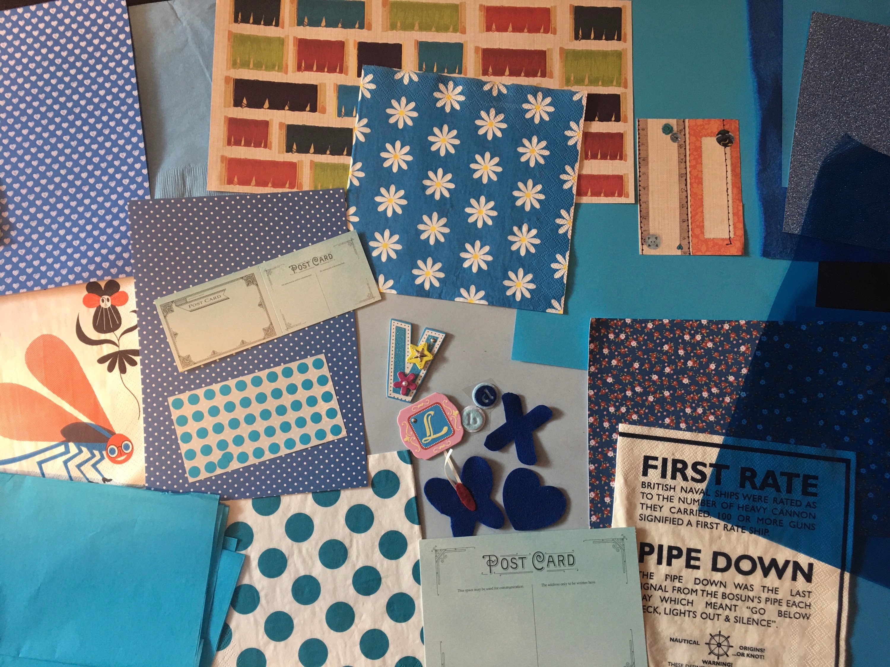 Blue Collage Pack. A Collection of Papers Card Tissue - Etsy UK