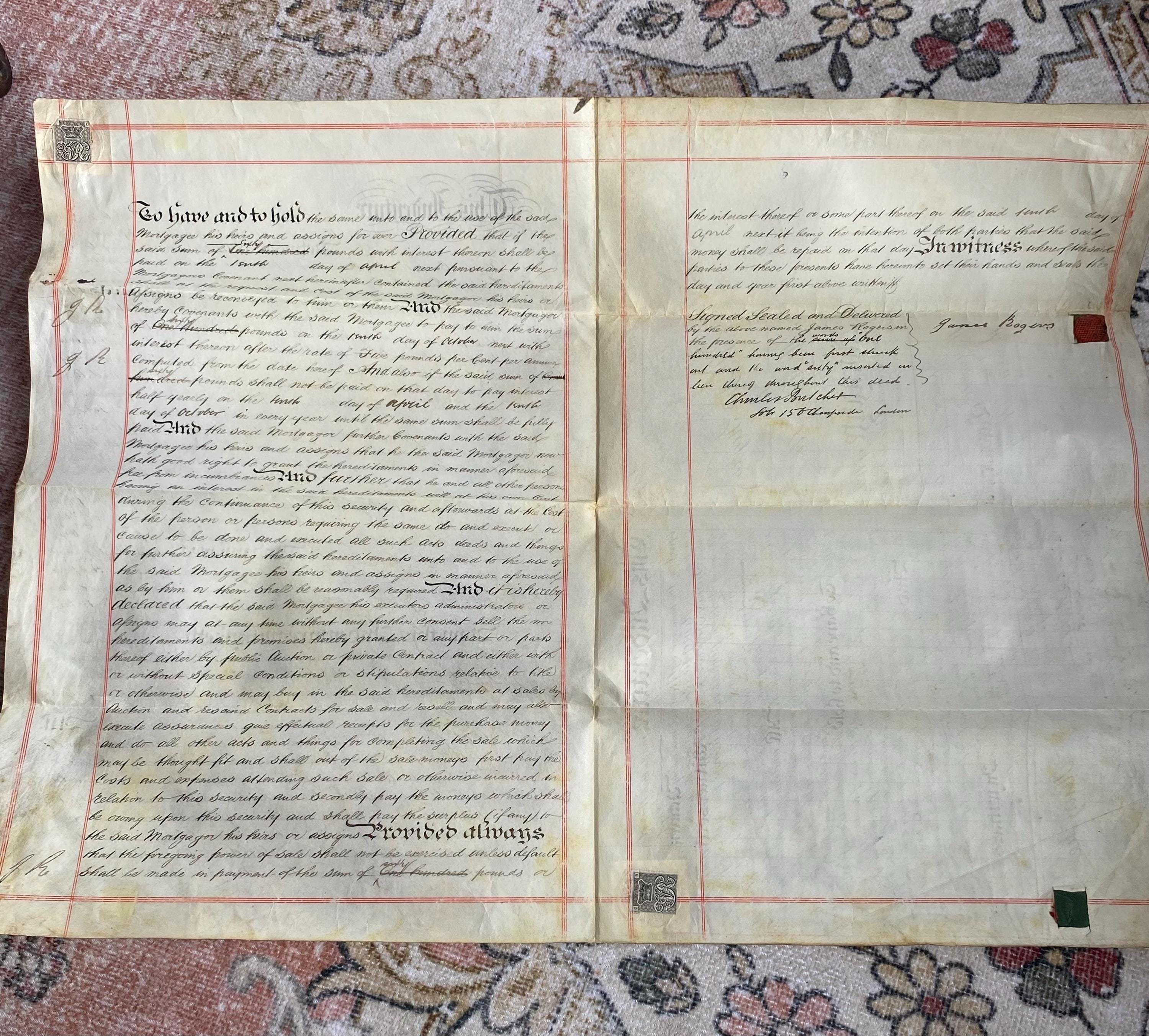 Rare Vellum Mortgage Indenture, 1879-1880, Handwritten Deed With Wax ...