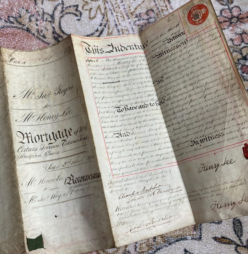 Rare Vellum Mortgage Indenture, 1879-1880, Handwritten Deed With Wax ...