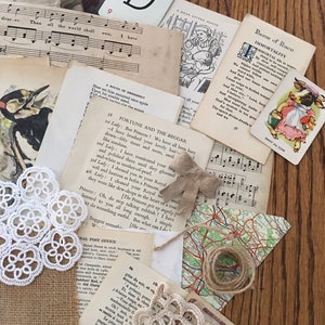 Huge 70 Piece Vintage Collage Pack. Ephemera, Fabric, Buttons, and Lots ...
