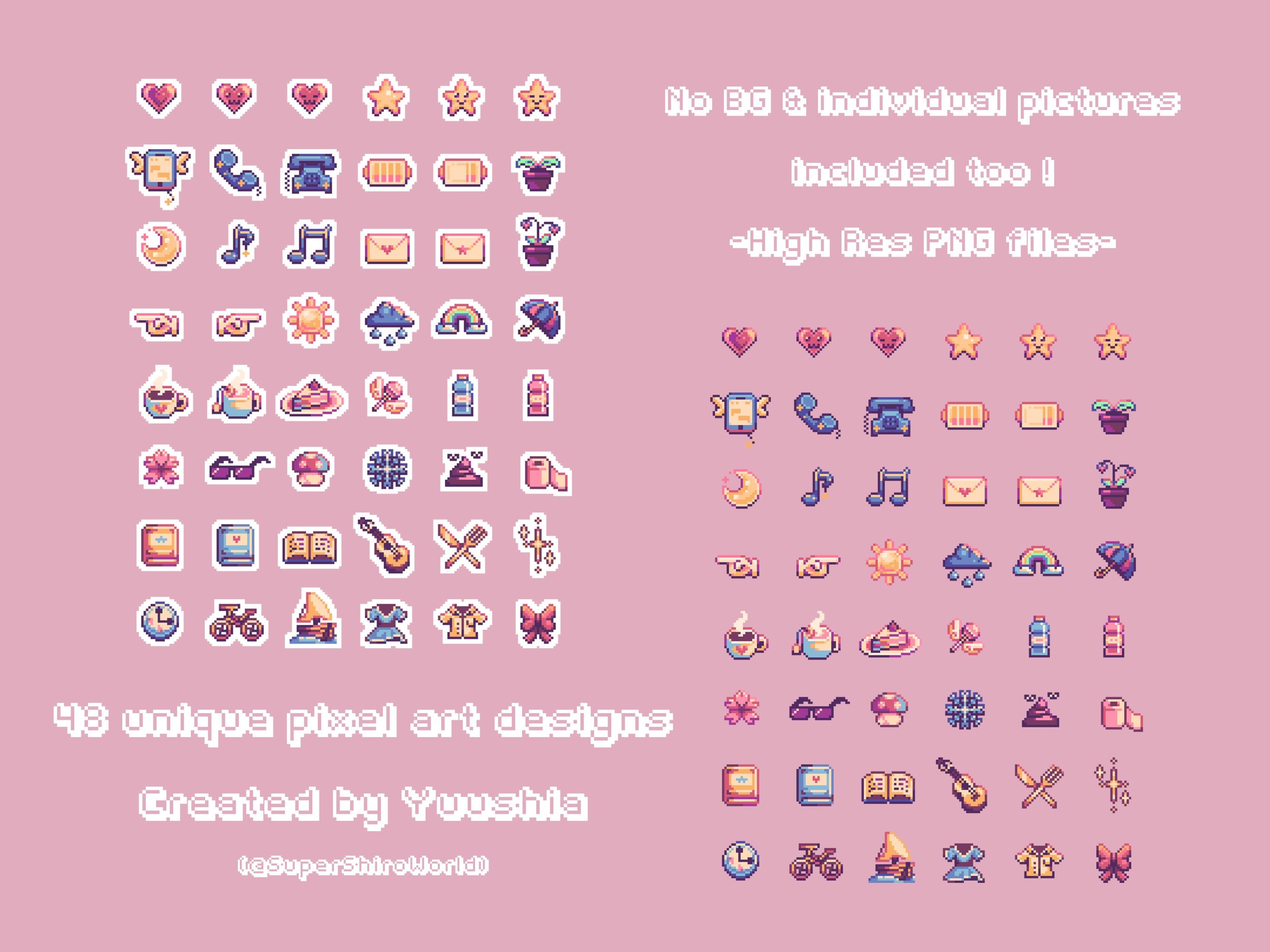 Pixel Your World I pixel Art Printable Stickersheet 48 PNG / Print ...