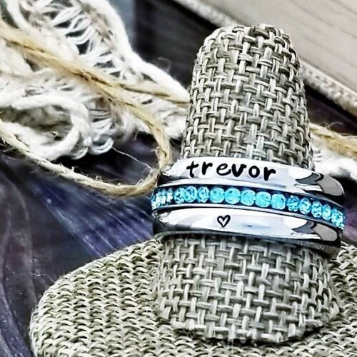 Sterling Silver Personalized Stackable Rings Name Ring SET | Etsy