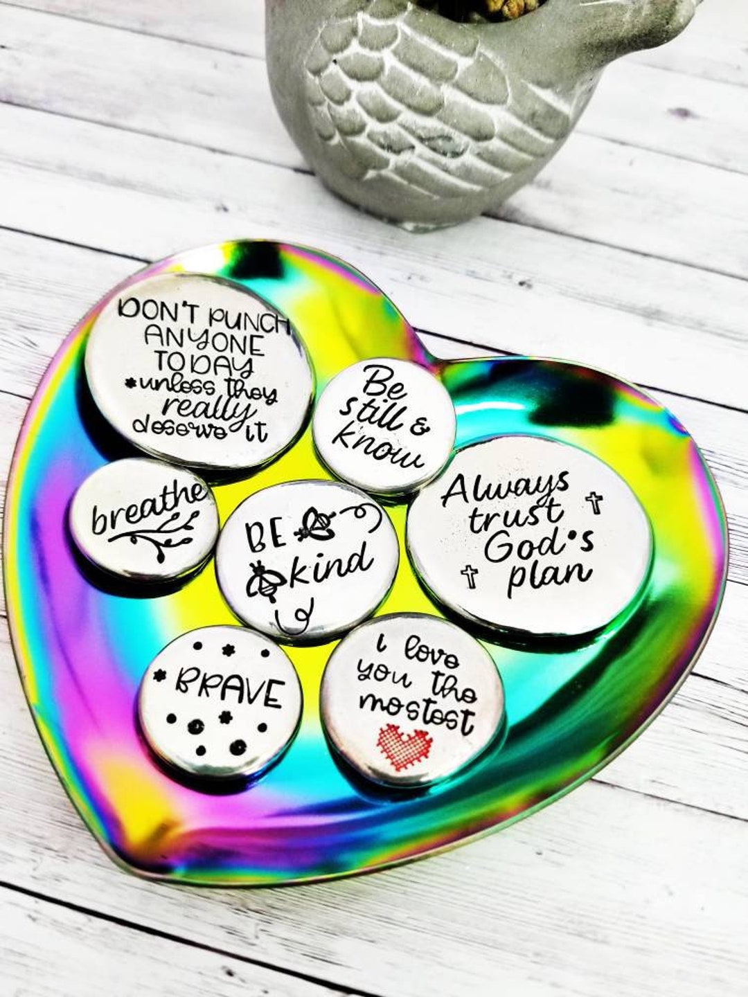 Hand Stamped Pewter Pocket Pebble: Affirmation Reminder, Love Token - Etsy