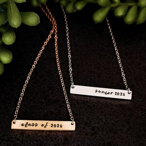 Personalized 2024 Graduation Bar Necklace: Stainless Steel, Rose Gold ...