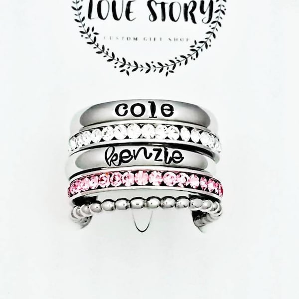 Stackable Name Rings - Etsy