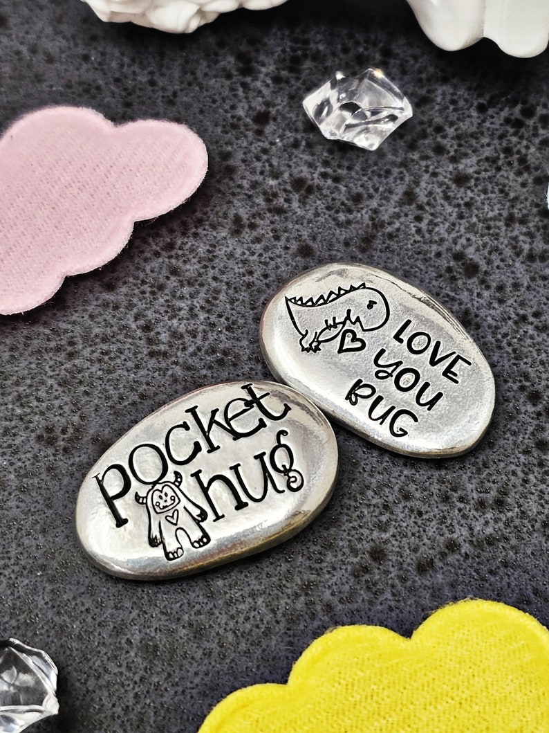 Hand Stamped Pewter Pocket Hug: Custom Worry Stone - Etsy