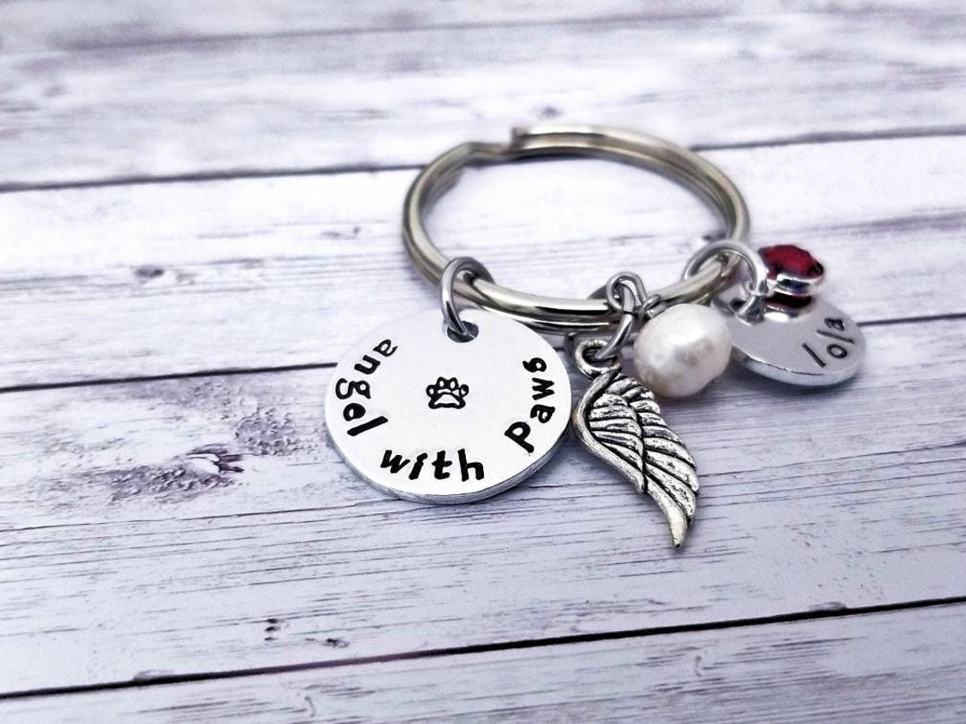 Pet Memorial Keychain: Paw Print, Angel Wing, Remembrance Gift - Etsy