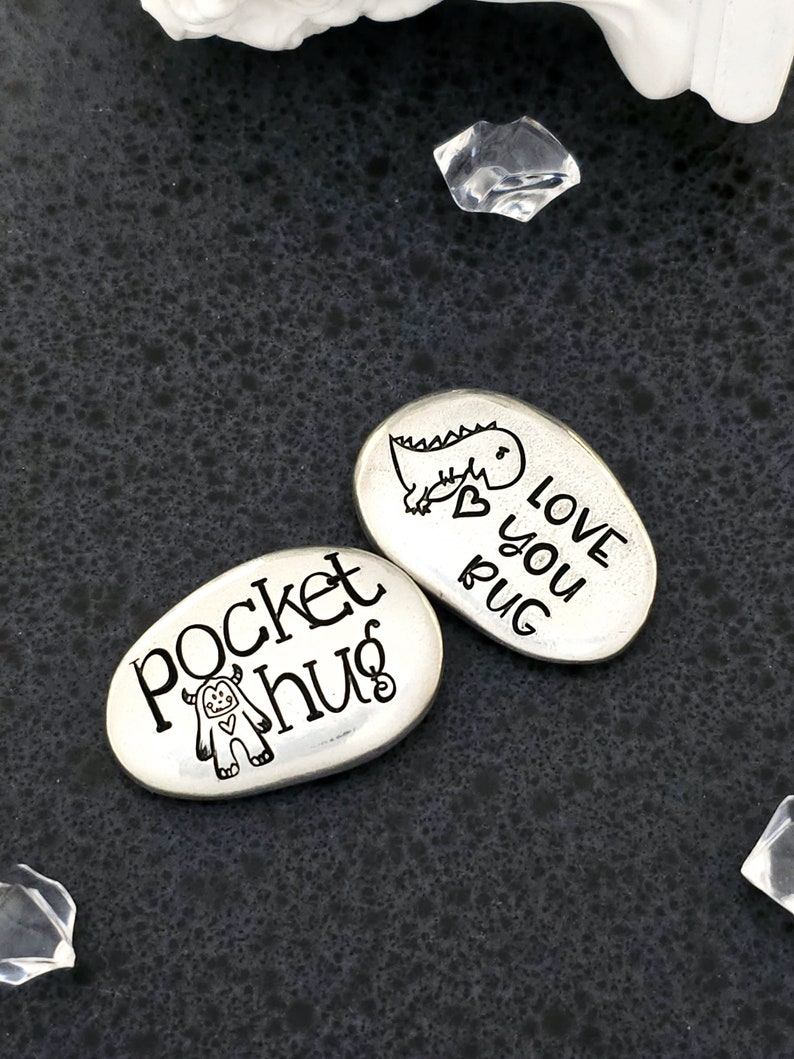 Hand Stamped Pewter Pocket Hug: Custom Worry Stone - Etsy