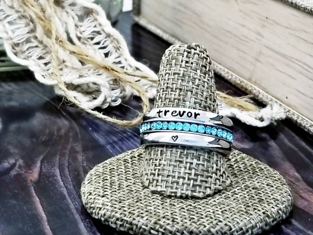 Personalized Stacking Ring, Name & Birthstone Ring Set, Custom Jewelry ...