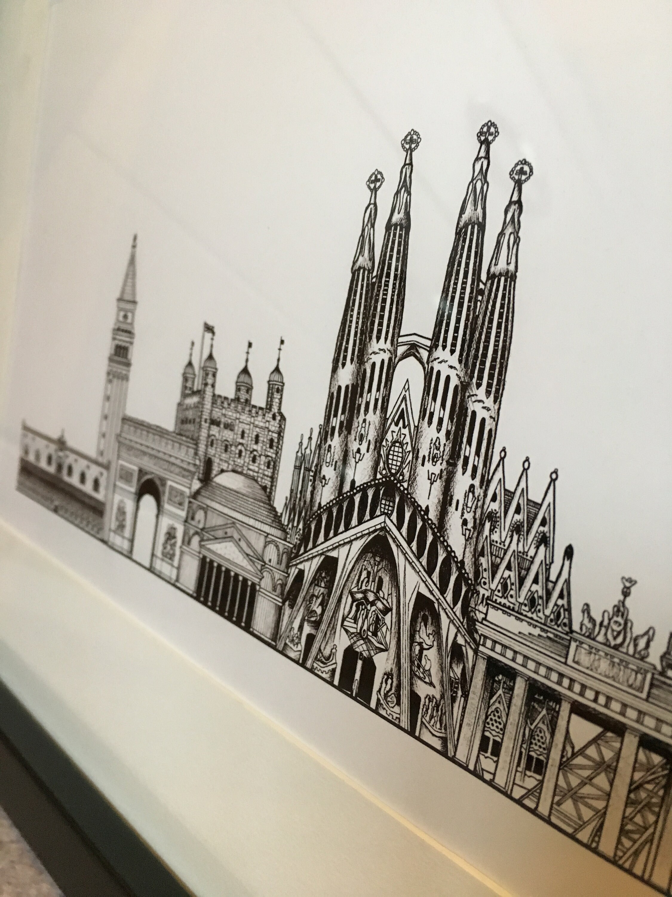 Europe Skyline Drawing A2 Europe Landmarks Drawing Europe Cityscape ...