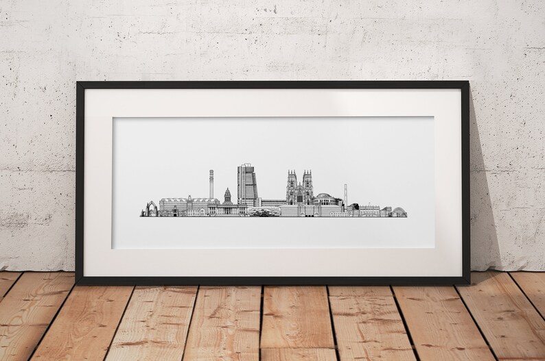 Yorkshire Skyline Drawing A2 Yorkshire Landmarks Drawing Detailed Hand ...