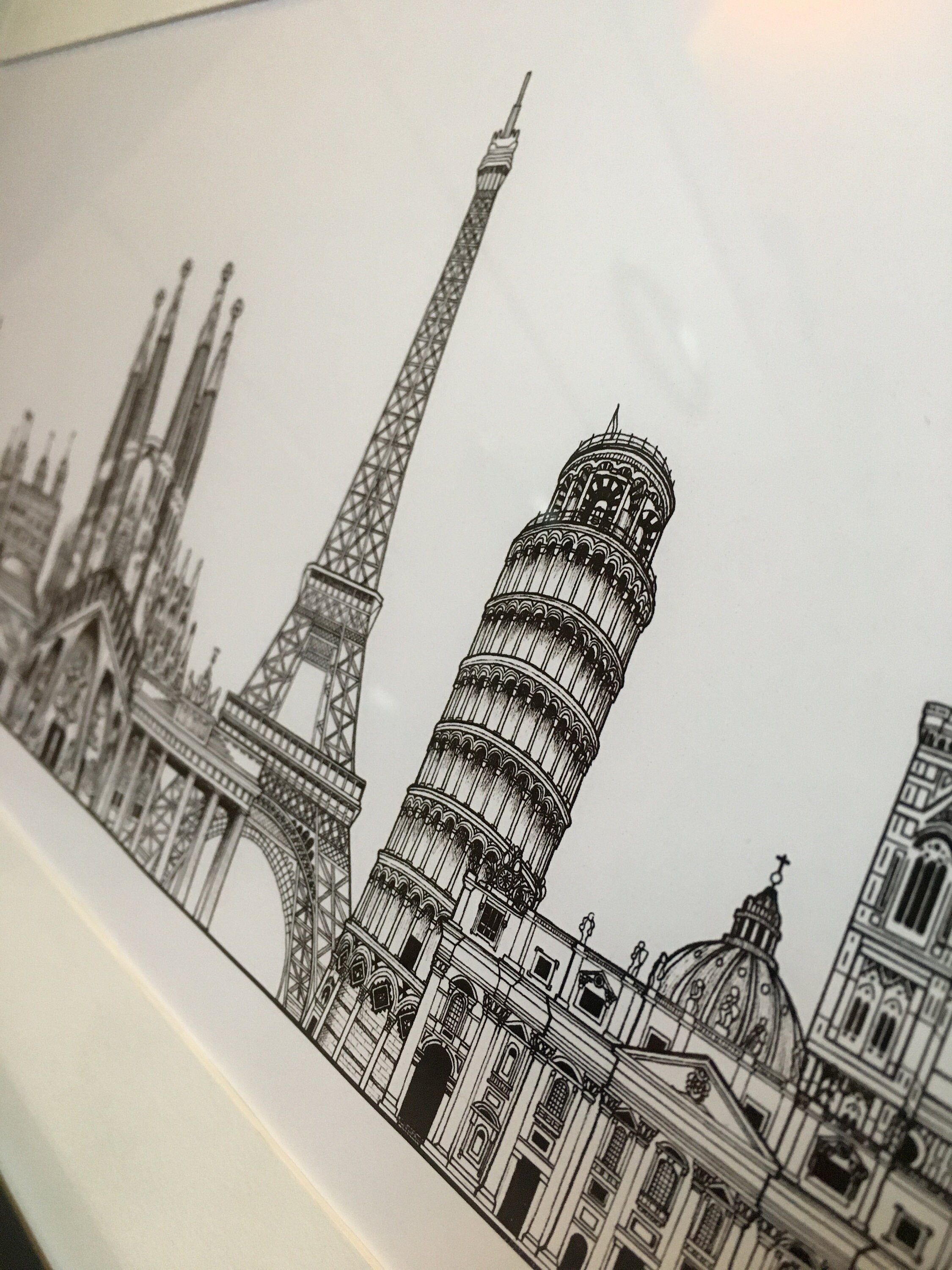 Europe Skyline Drawing A2 Europe Landmarks Drawing Europe Cityscape ...