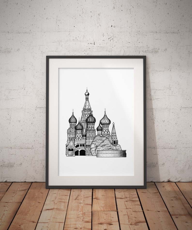 St Basil's Cathedral A5/A4 Detailed Hand-drawn Architectural Drawing ...