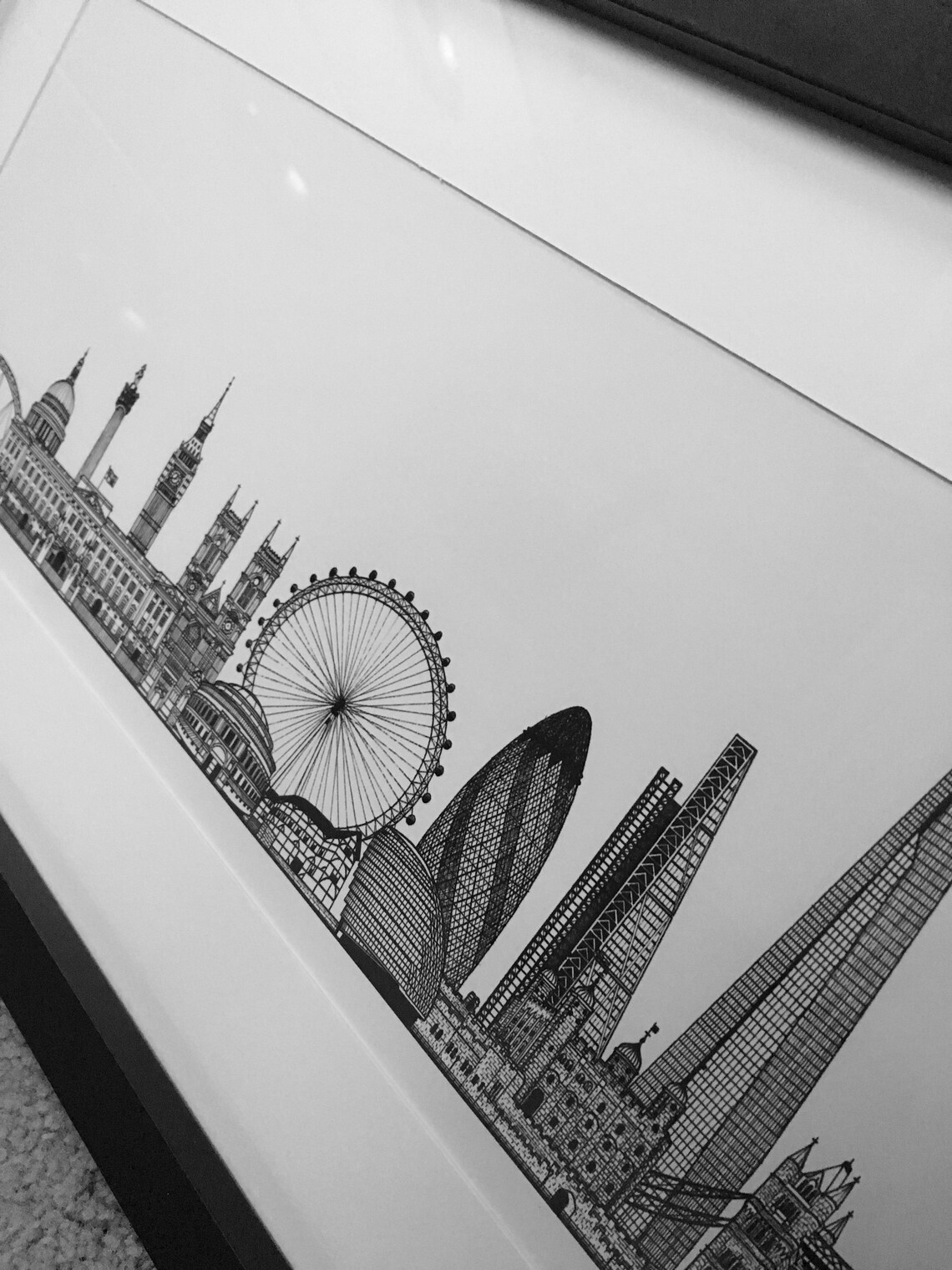 London Skyline Drawing A2 London Landmarks Drawing London | Etsy