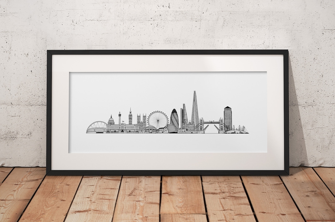 London Skyline Drawing A2 - London Landmarks Drawing - London Cityscape ...