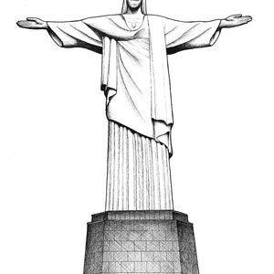 Christ the Redeemer A5/A4 Detailed Hand-drawn Architectural Drawing ...