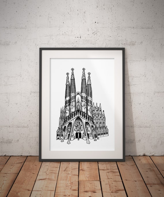 Inside La Sagrada Familia Sketch Inside La Sagrada Familia, Barcelona