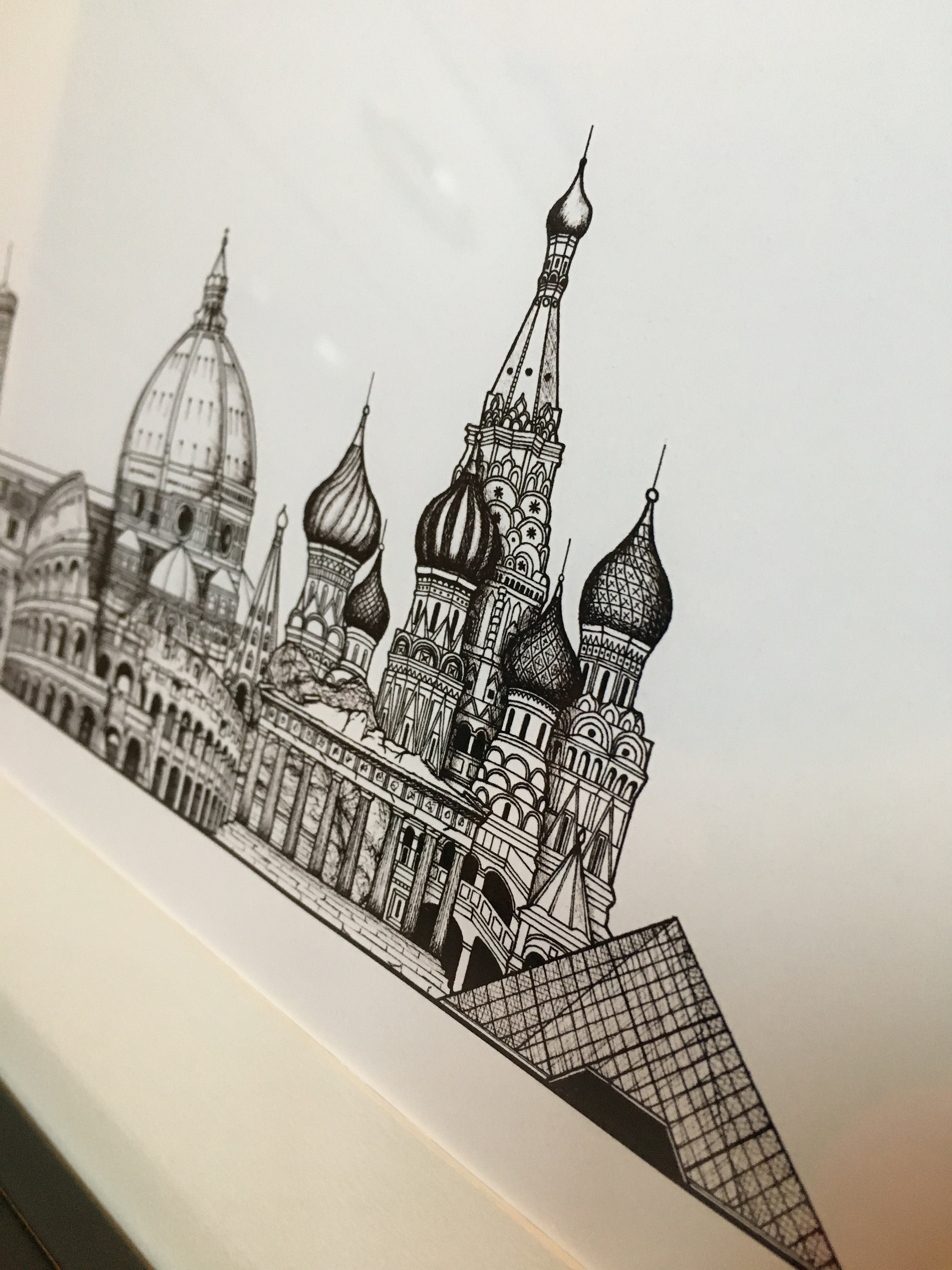 Europe Skyline Drawing A2 Europe Landmarks Drawing Europe Cityscape ...