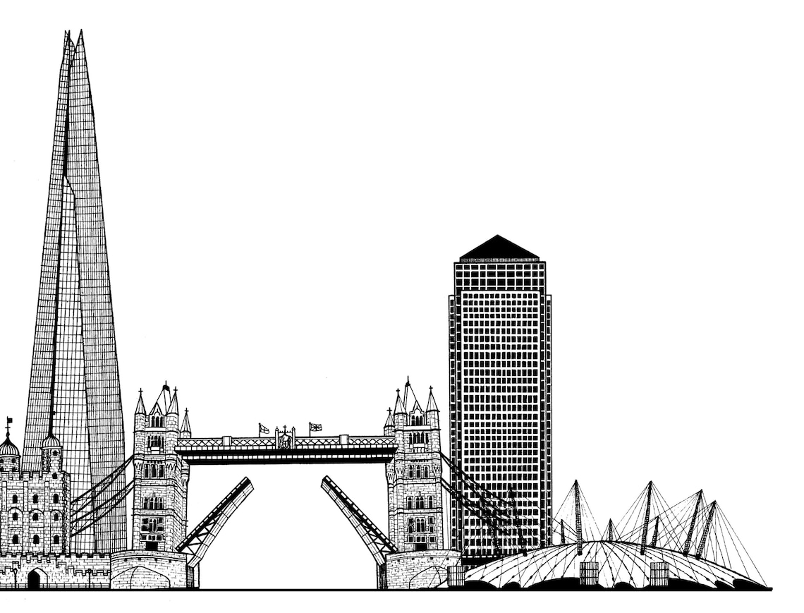 London Skyline Drawing A2 London Landmarks Drawing London - Etsy