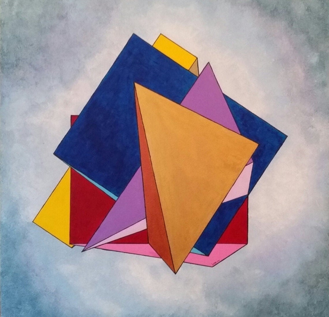 Abstract Acrylic Geometric Painting, Large Original Abstract Art, Wall ...