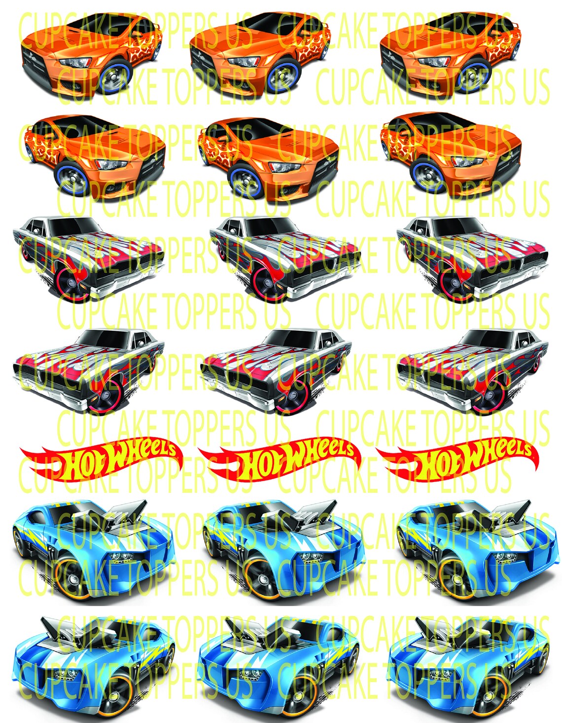 Hot Wheels Cupcake Toppers Digital Download | Etsy
