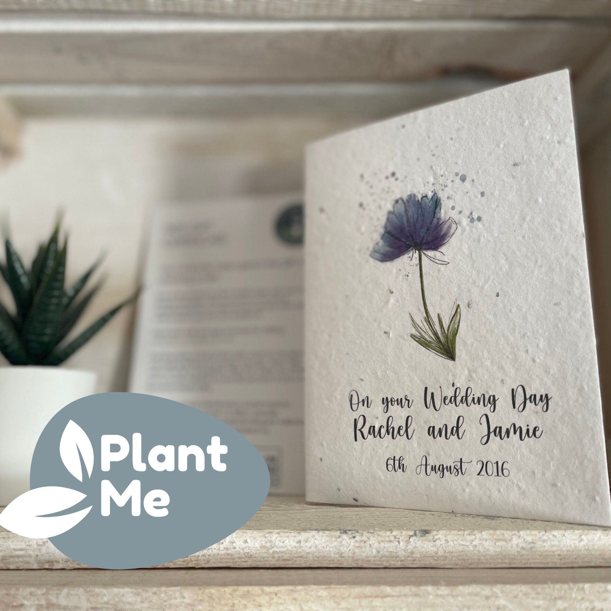 Plantable Seeded Wildflower Card for Weddings 'on Your Wedding Day ...