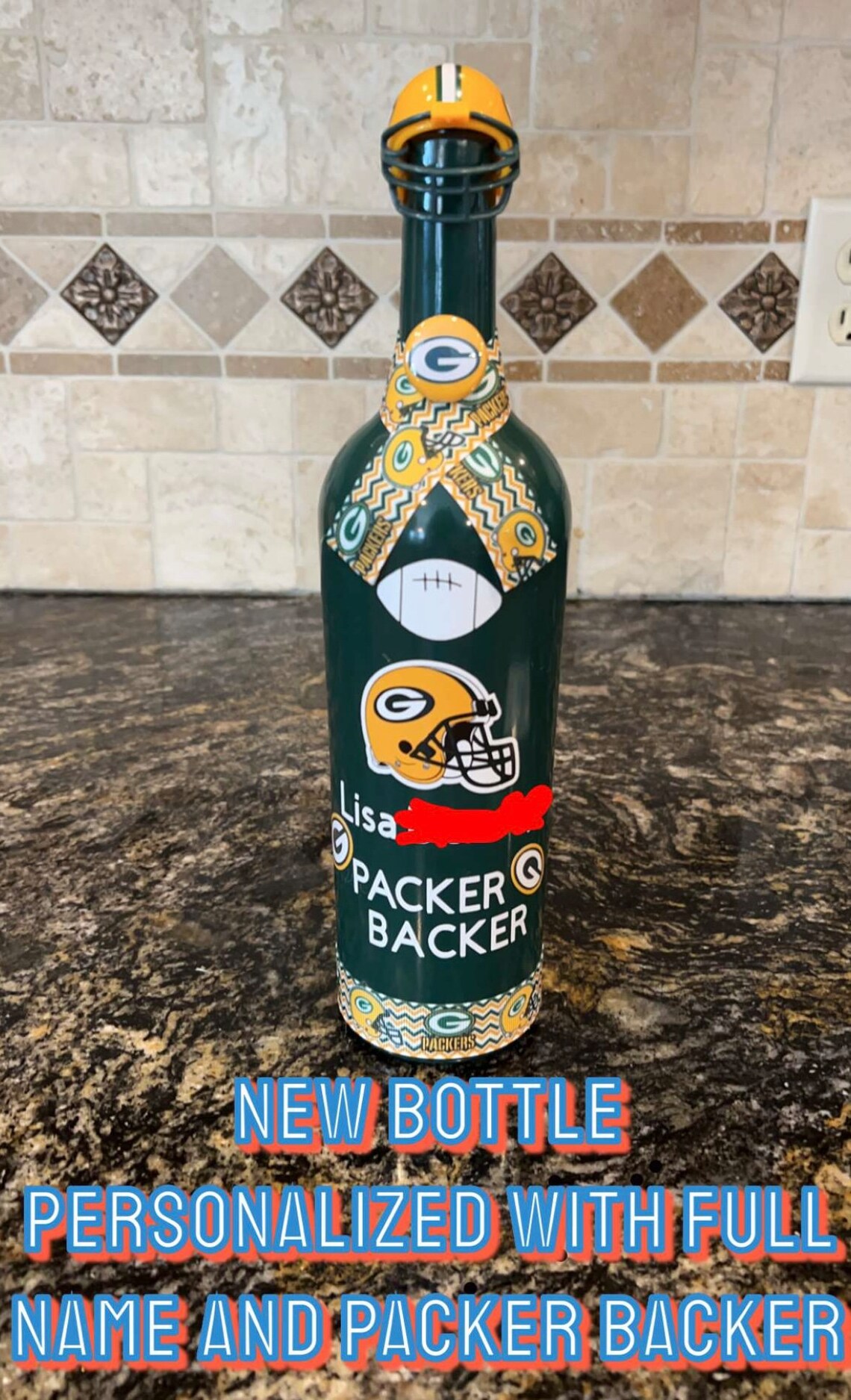 Green Bay Packer Personalized Upcycle Wine Bottle Decor - Etsy